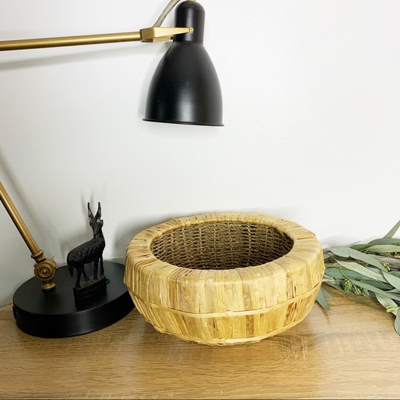 Accents | Grass Wrapped Sturdy Basket Bowl Modern Boho | Poshmark